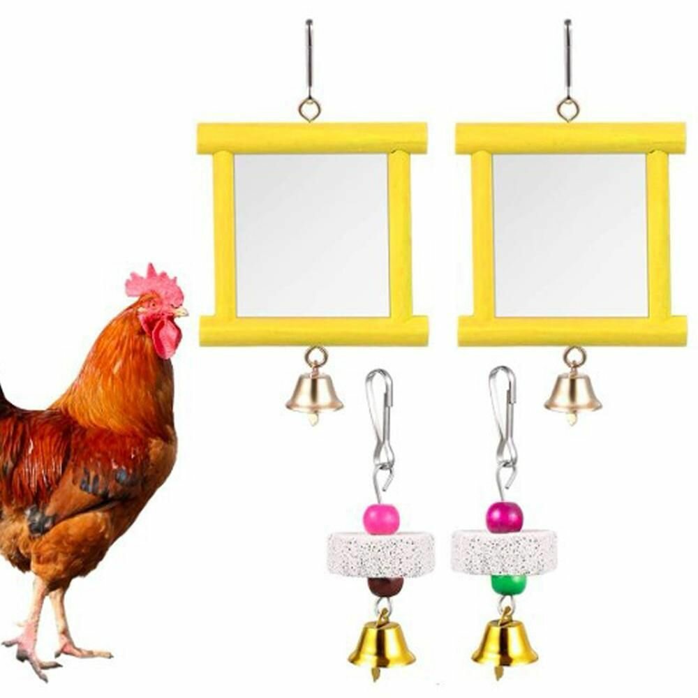 Зеркало и игрушка для кур, безопасный аксессуар для стимуляции и развлечения птиц
