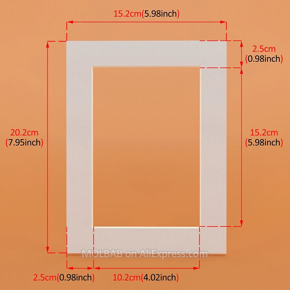 MOLBAB Картонные фотоковрики 6/7/8 дюймов 6 шт. 8x6 inch, White Rectangle