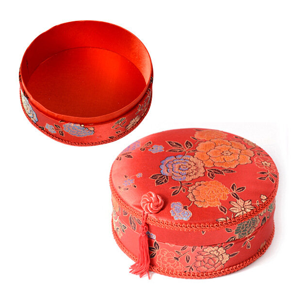 Шкатулка "Круглое сердце", парчовая, для рукоделия, Φ16*7 см