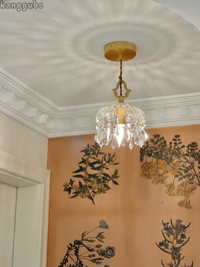 Полностью медный винтажный хрустальный настенный светильник