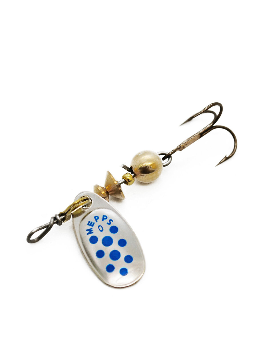 Блесна вращающаяся для рыбалки Mepps COMET PTS BLEUS AG №0. Приманка на щуку, окуня, форель. cd-00-a-bs. made in France.