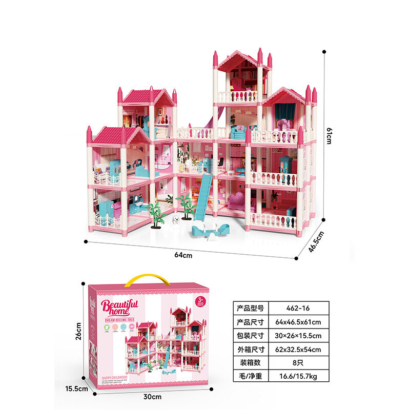 Кукольный домик SHARKTOYS, игрушечный замок для девочек, дом мечты своими руками
