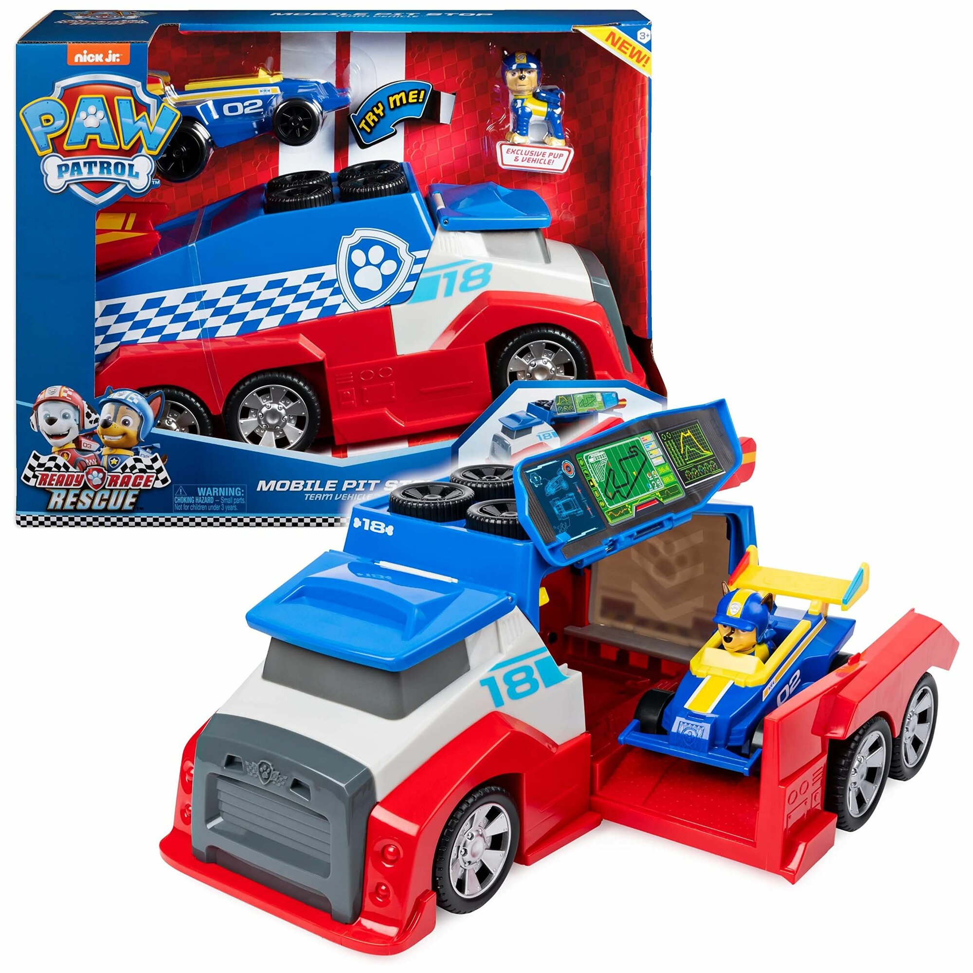 Spin Master Nickelodeon Paw Patrol Ready, Race, Rescue Mobile Pit Stop Team Vehicle / Передвижной командный автомобиль для пит-стопа со звуковым сопровождением для детей в возрасте от 3 лет и старше