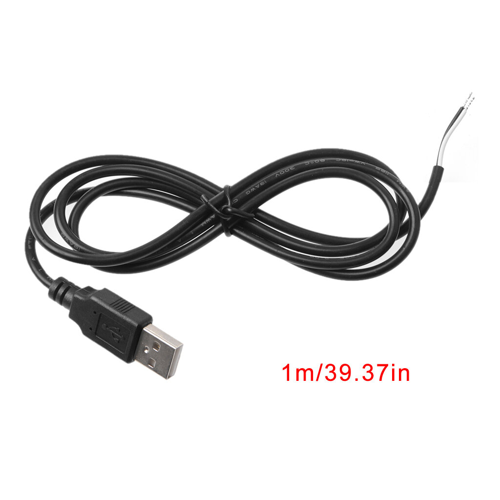 USB Штекер 2 Провода/2pin Кабель Питания Разъемы Шнура для Устройства Питания DC 5V USB DIY Износостойкий Провод длиной 1 м