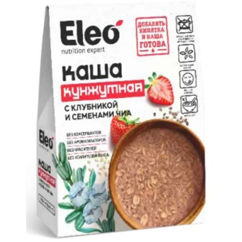 Каша кунжутная с клубникой и семенами чиа ELEO, 5 пакетов по 40 г