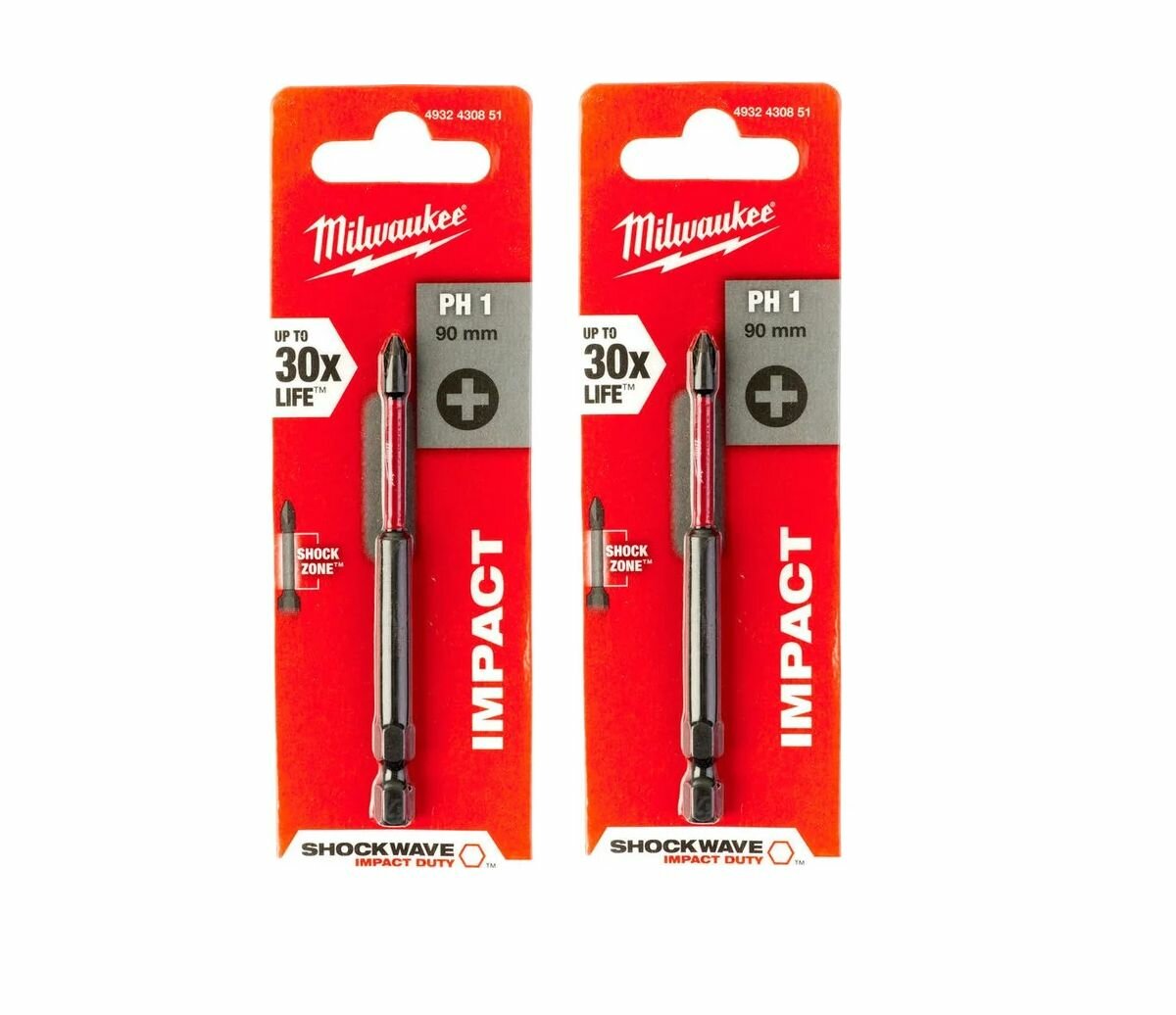 Биты Milwaukee Shockwave IMPACT DUTY PH1 в комплекте 2 шт