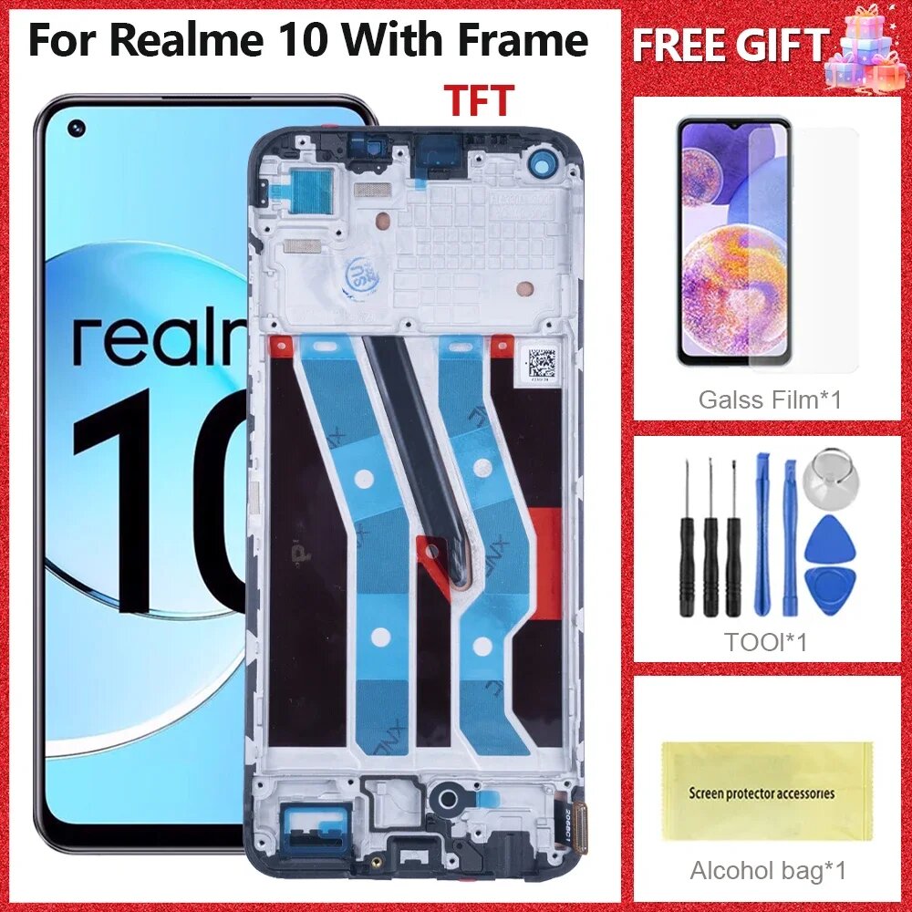 6,4 дюйма, новый AMOLED для Oppo Realme 10 RMX3630, ЖК-экран, сенсорная панель, дигитайзер в сборе для Oppo Realme 10 4G, дисплей