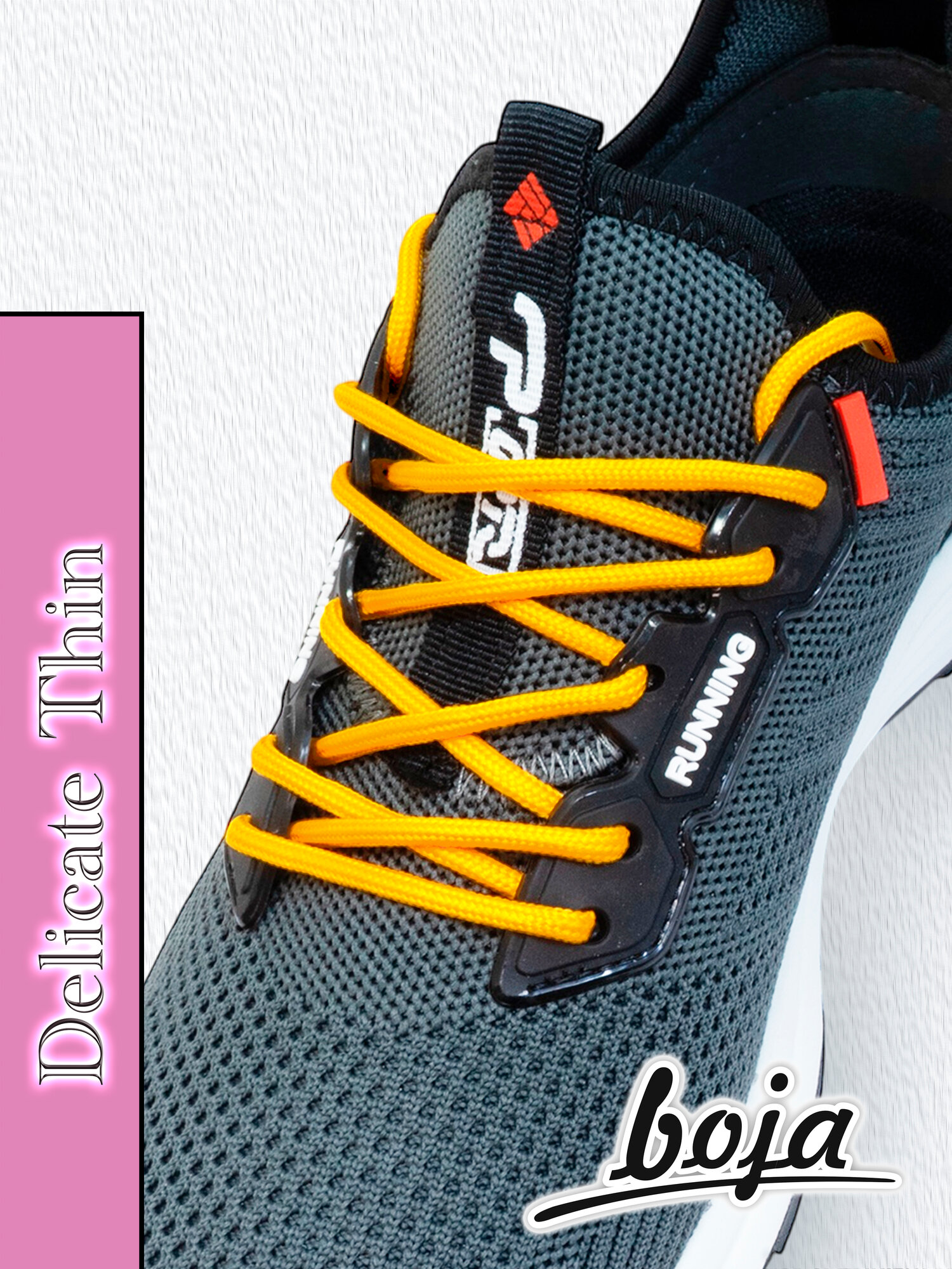 Шнурки для обуви BOJA (THIN), круглые 3мм, 100 см, желтые апельсиновые