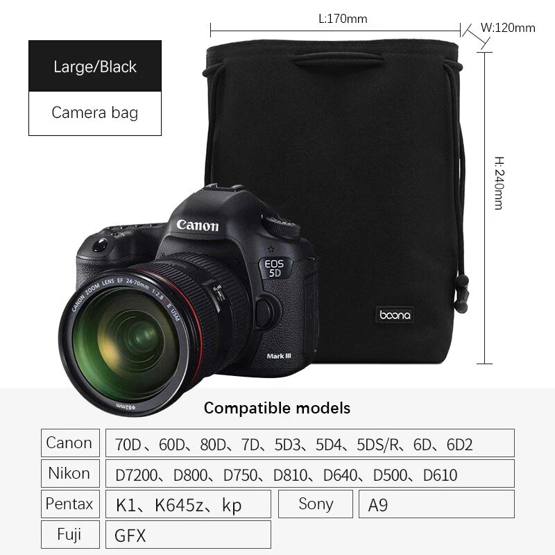 BOONA Черная большая сумка для DSLR