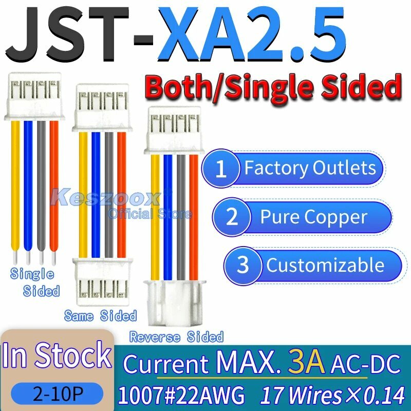 Разъемы JST XA2.5 Tcenofoxy 2/3/4/5/6/7/8/9/10/11/12 Pin 22AWG 6P (3PCS) Current 3A, 30cm (22AWG Wire), Single Head (Copper)