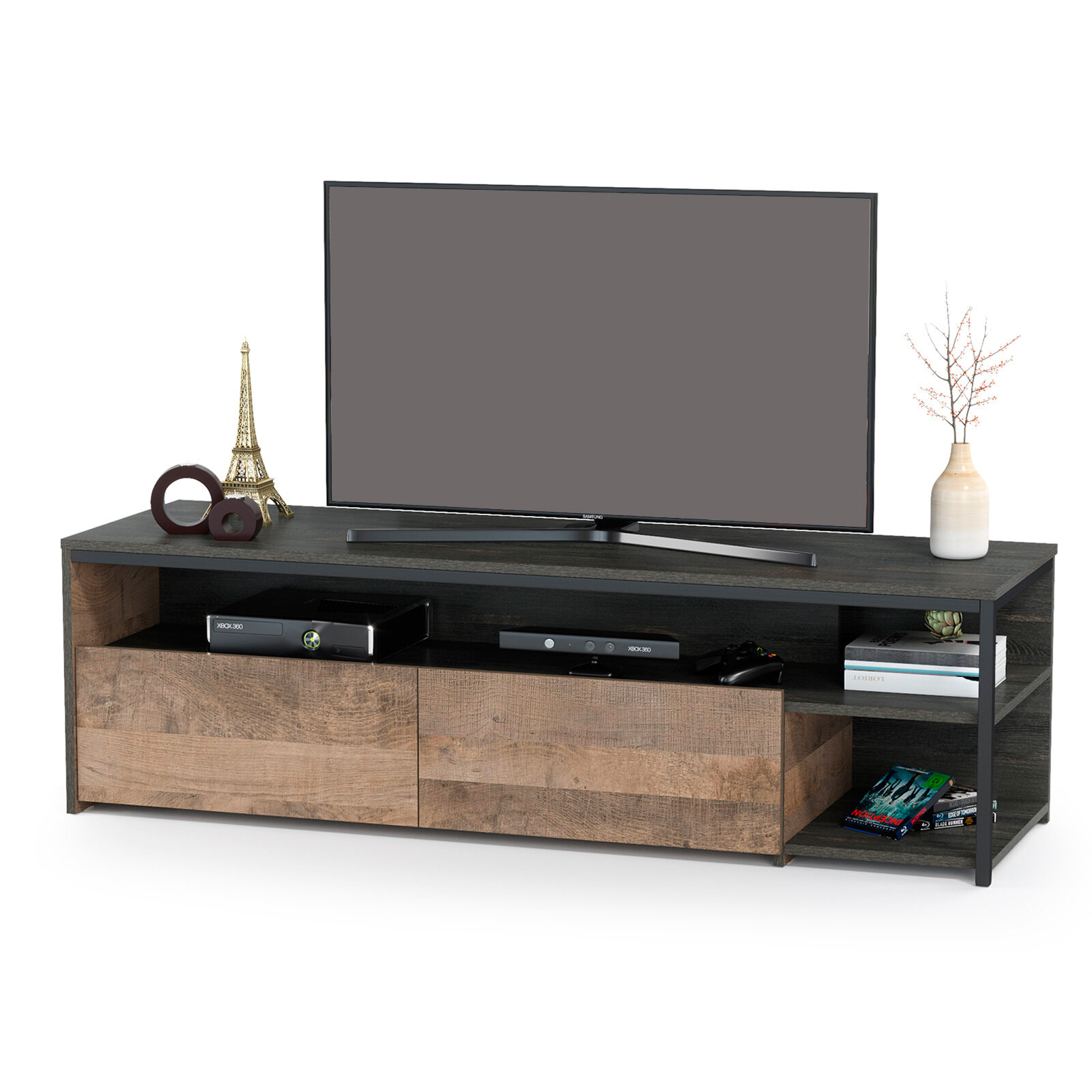 Тумба под ТВ Трувор 13.70, цвет дуб гранж песочный/интра, ШхГхВ 149,8х45,4х44,6 см, универсальная сборка