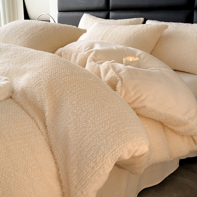 Комплект постельного белья Lee Childe "Корейский стиль", молочный бархат, стеганое одеяло, 4 шт