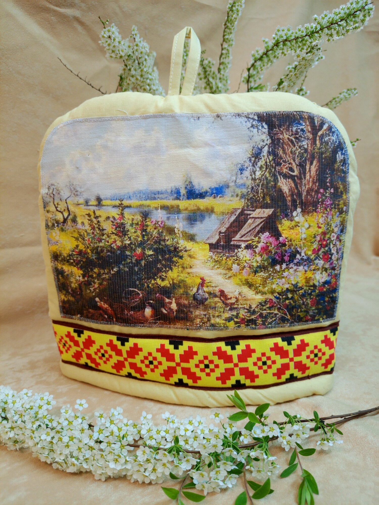 Грелка на чайник "Колодец" хлопок 27х28 см.