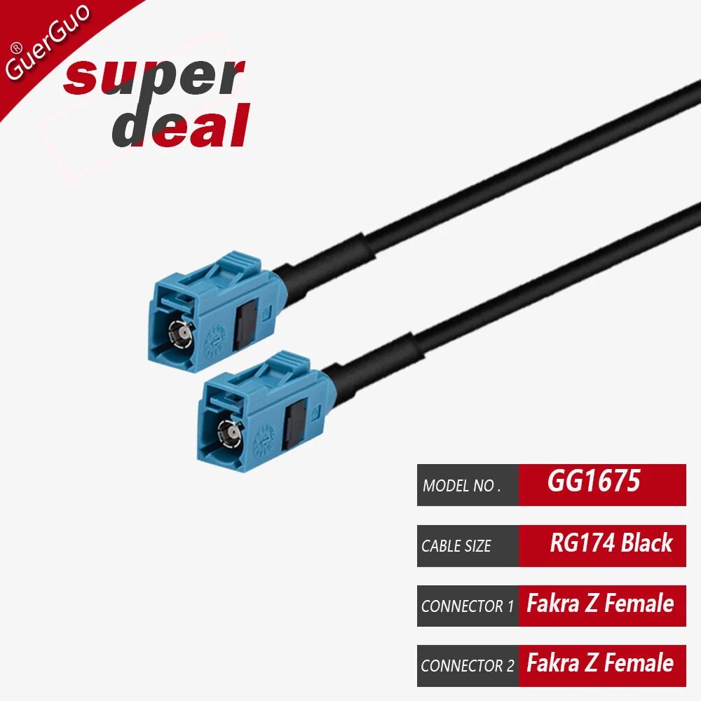GuerGuo Fakra RG174 Коаксиальный кабель 1M, Fakra Z F to Z F