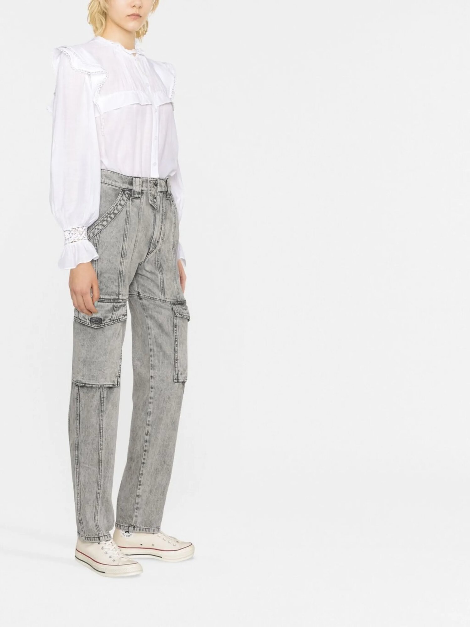 Джинсы Isabel Marant Distressed-finish denim jeans, размер 36, серый — фото 1