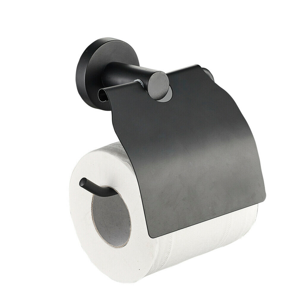 Держатель для туалетной бумаги Zenfort 20586 с крышкой металл черный (102030)