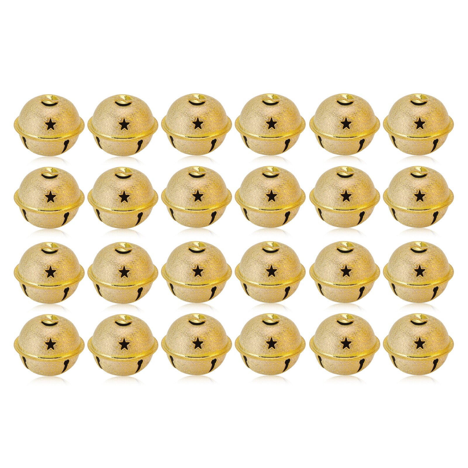 24 рождественских колокольчика 40 мм, железные, окрашенные, с выдолбленной пентаграммой, рождественские матовые колокольчики, украшение для брелока, аксессуары, желтый цвет.