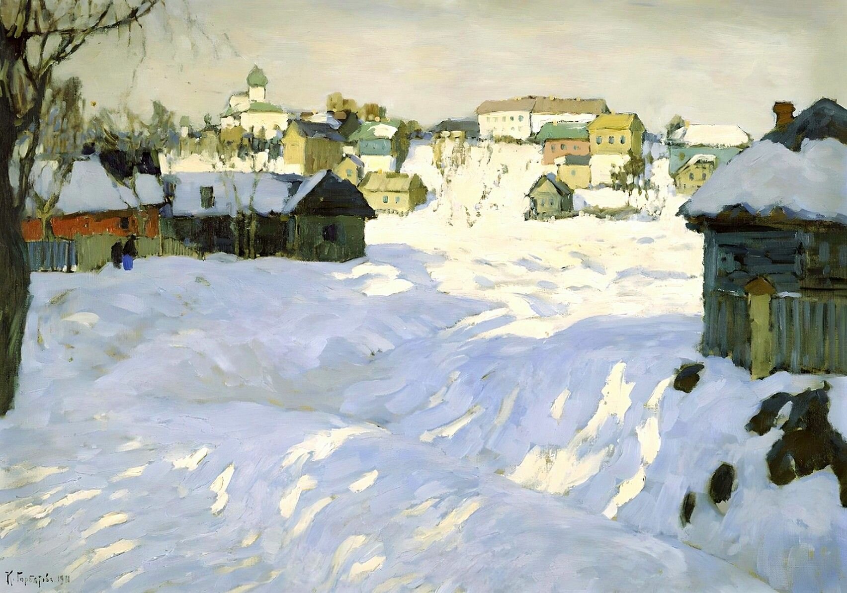 Картина Горбатова Константина Старый город. Зима 60х42 см