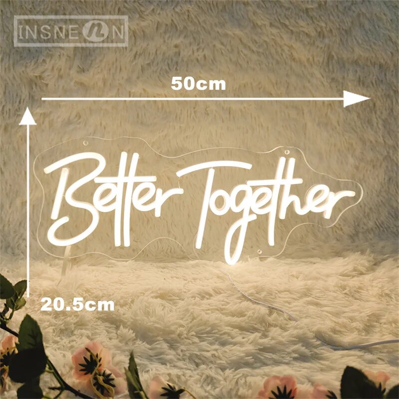Неоновая вывеска "Better Together" 50x20.5cm, Warm White