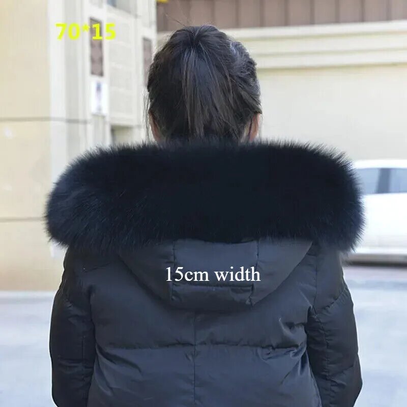 Qearlstar Женщины Мужчины 100% натуральный лисий мех воротник шарф 90 * 15 см реальный мех украшения съемный белый черный серый,120,1, натуральный мех,75, черный,16, SKU00226