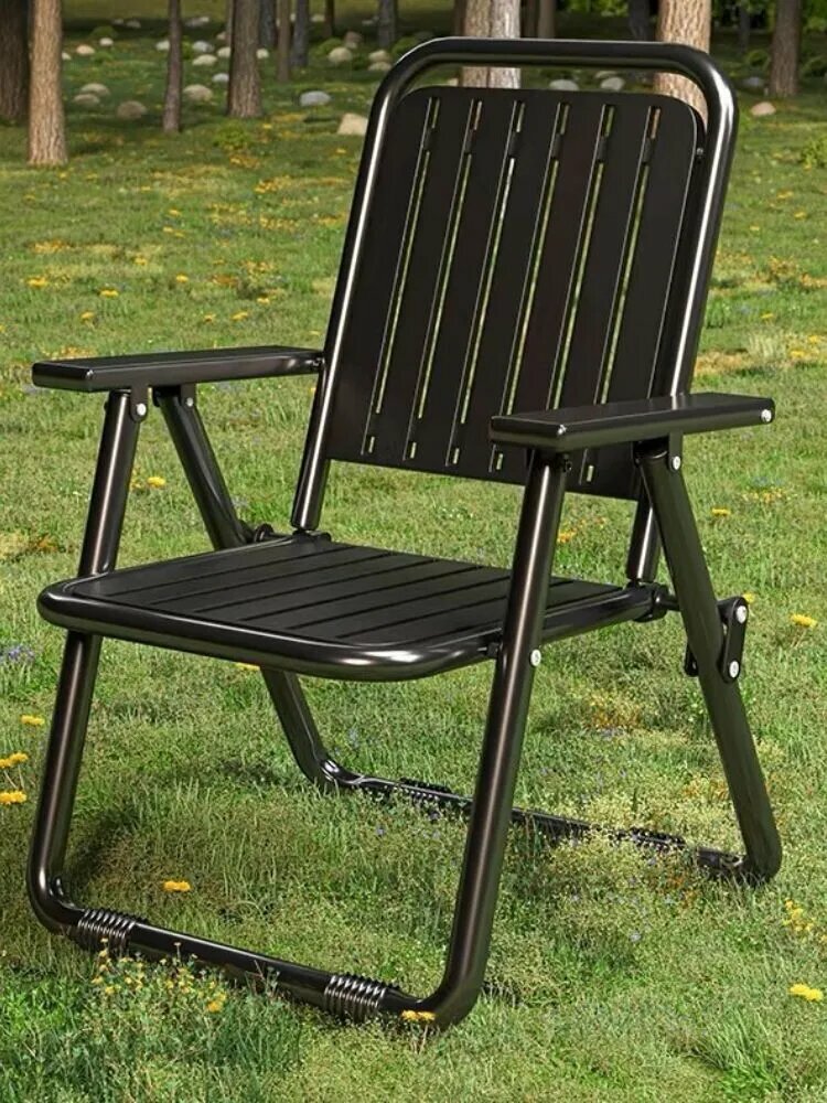 Кресло садовое, морозостойкое, чёрное, складное, полипропилен, металлическое, 55 x 53 x 84 см