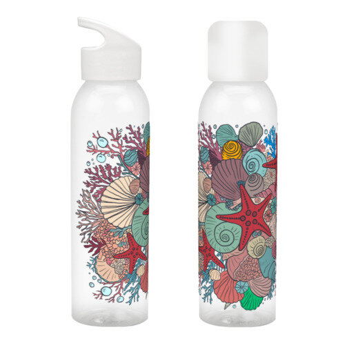 Бутылка для воды «Морские звезды, ракушки, кораллы» (белый)