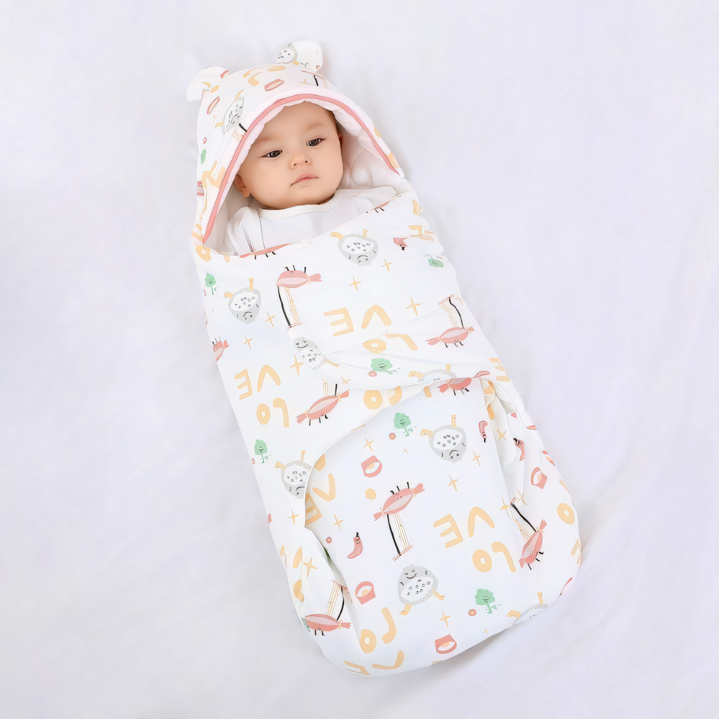Конверт-кокон Baby Yue Rabbit для новорожденных, с утолщением из хлопчатобумажной ваты, 70 см, алфавит и краб