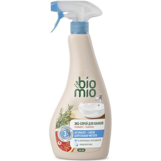 Чистящий эко-спрей Biomio ECO-FRIENDLY для ванной комнаты Грейпфрут-Розмарин, 500 мл