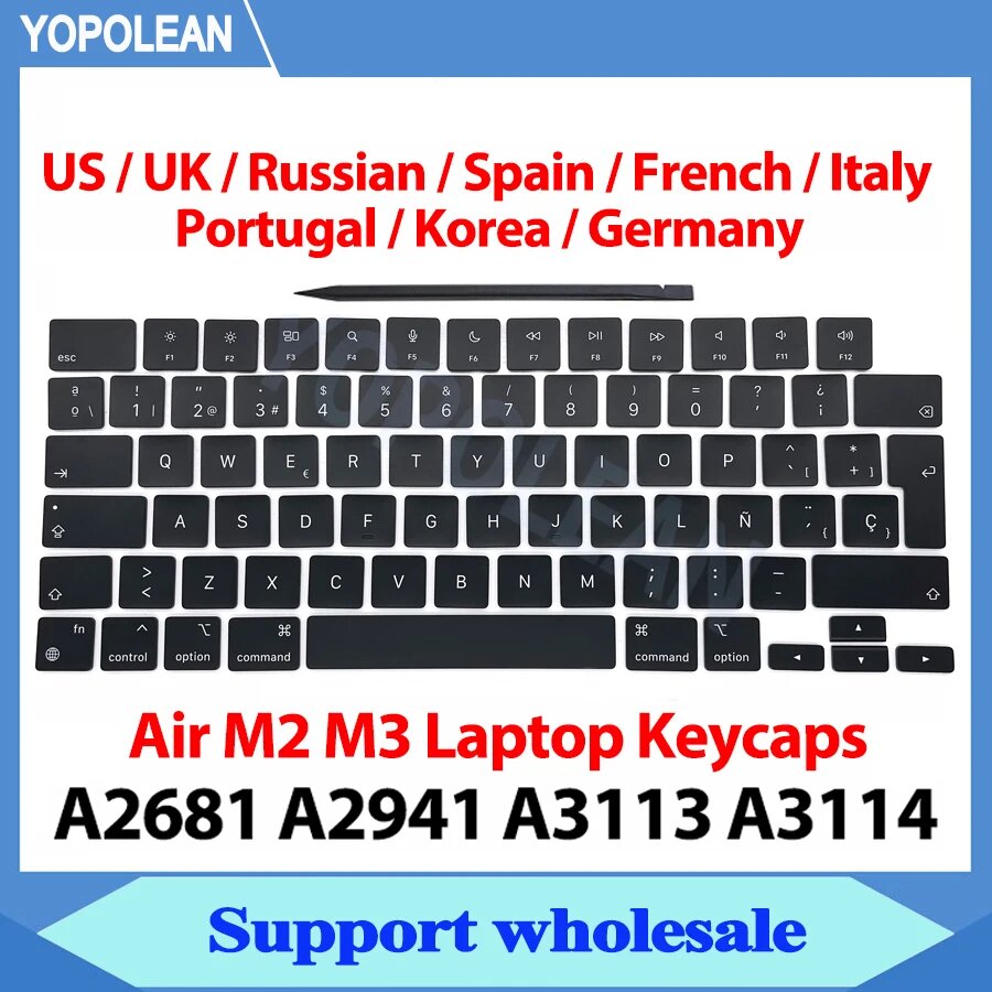 Колпачки для клавиш YOPOLEAN для MacBook Air Черные US-Russian