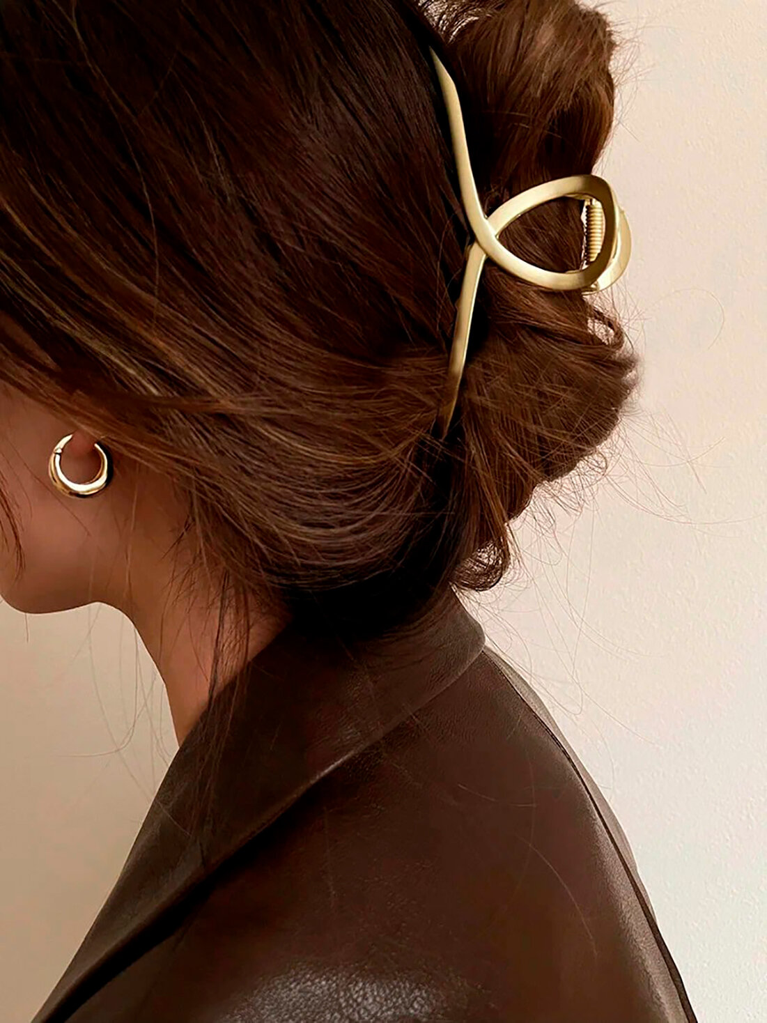 Заколка краб для волос /заколка женская/краб для волос/заколка в виде акулы/золотистая YZ