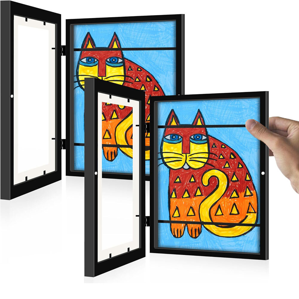 [2-Pack] Рамки для детского искусства 8.5x11, открывающиеся спереди, сменные, белые, для хранения и отображения творчества на стене, вмещают 50 штук, для 3D-картин, рукоделия, детских рисунков