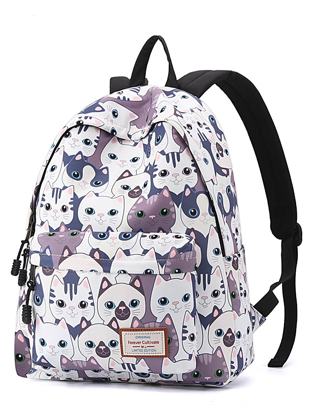 Рюкзак школьный Forever Cultivate 9012к4, для девочки 9-14 лет, с влагозащитой, с принтом котики