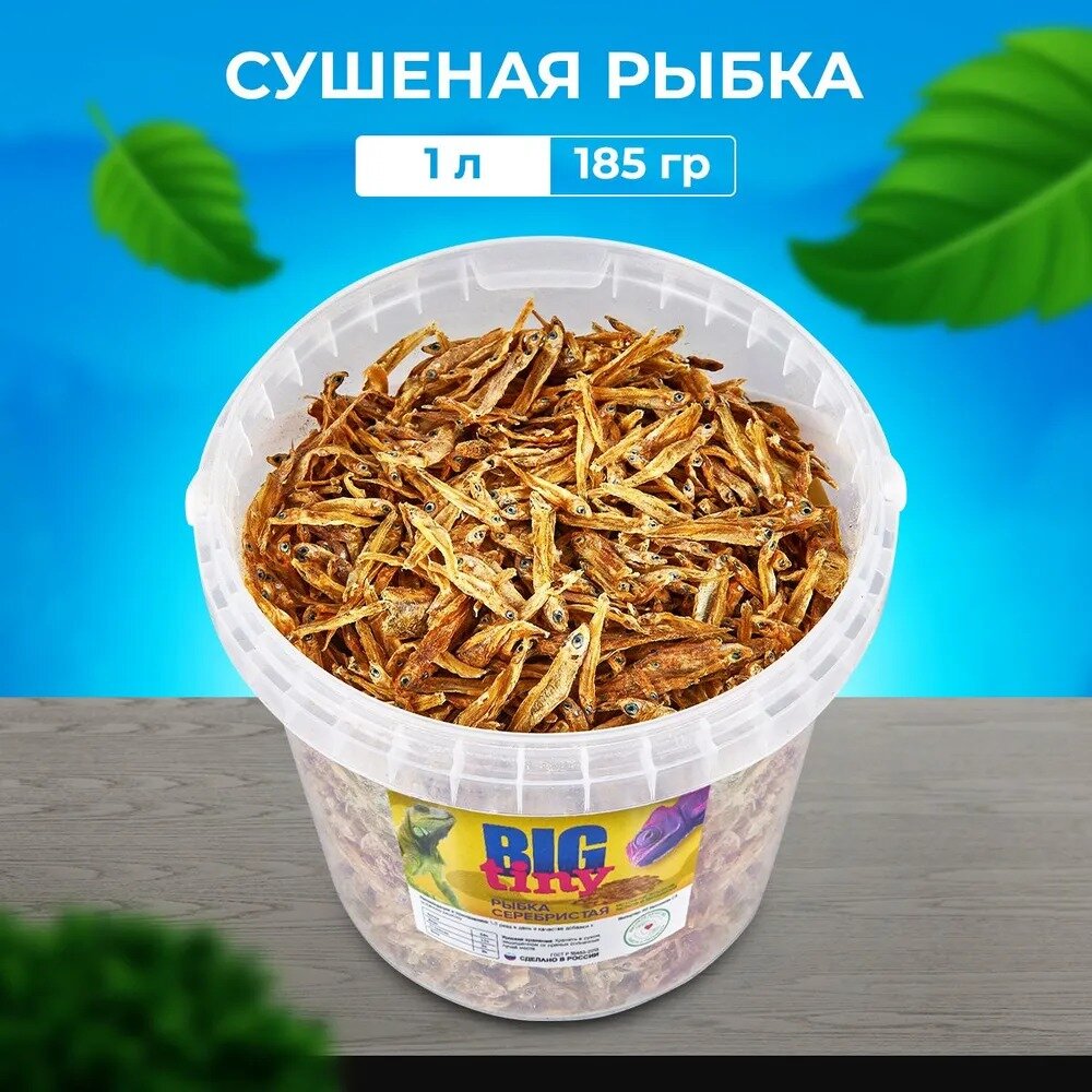Лакомство BIG tiny, для рептилий, сушеная рыбка, 1-3см, 185г