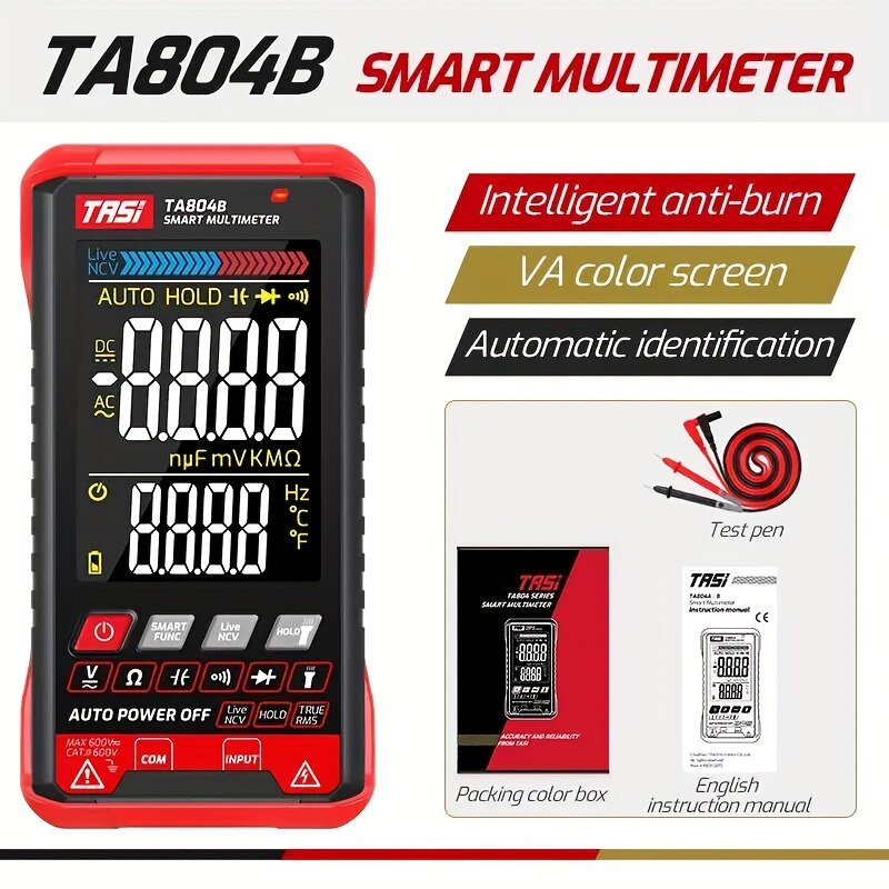 TASI ультратонкий мультиметр и омметр – универсальный измерительный прибор для электриков, большой цветной экран