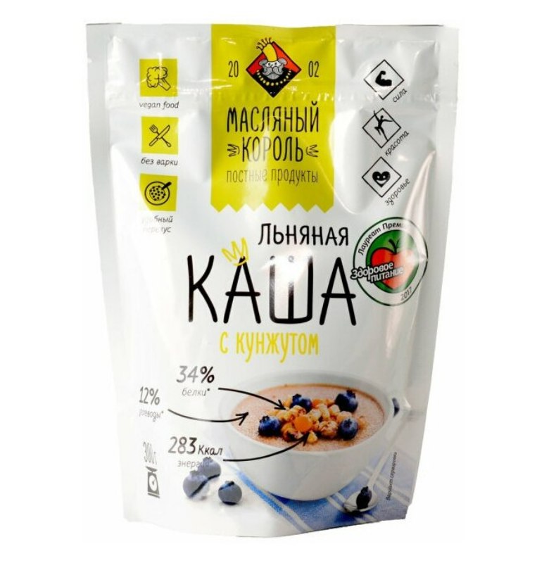 Каша быстрого приготовления "Масляный Король" льняная с кунжутом 300 гр.