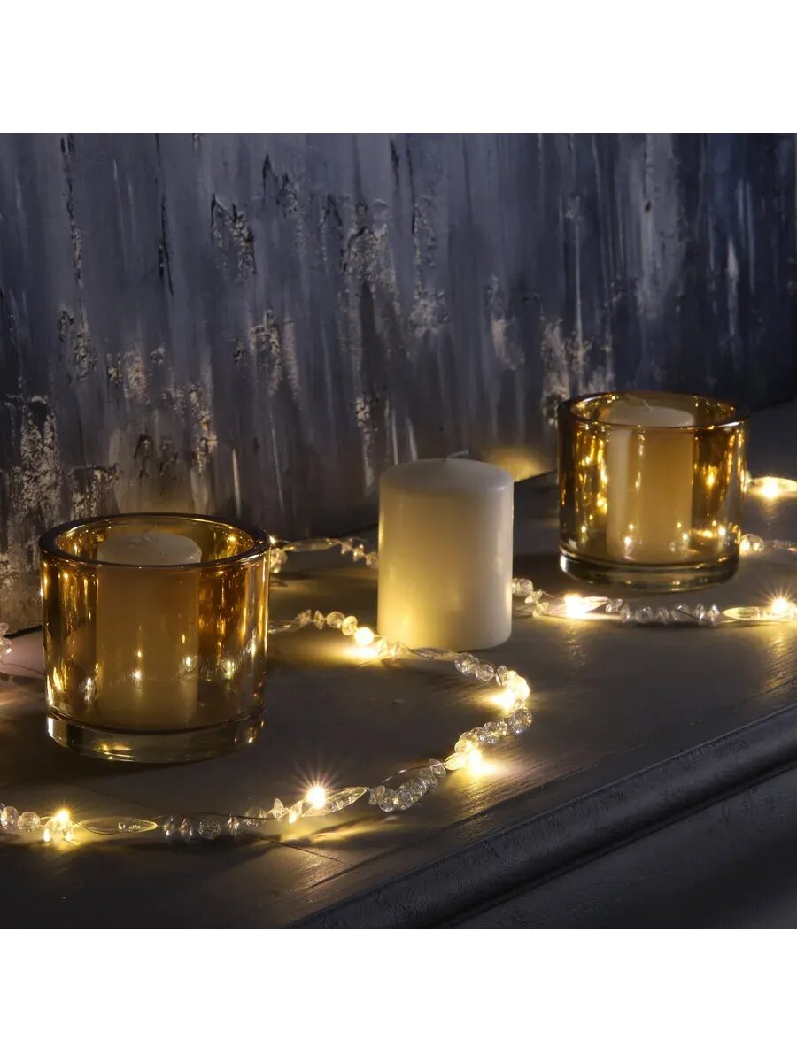 Гирлянда «Нить» 2 м роса с насадками «Бусины»