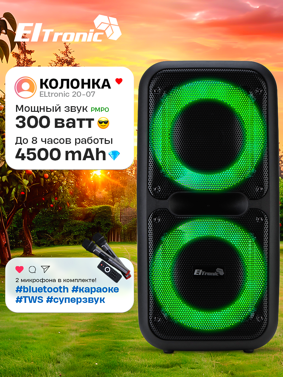 Портативная колонка ELTRONIC DANCE 20-07 BOX 200, Bluetooth, FM-радио