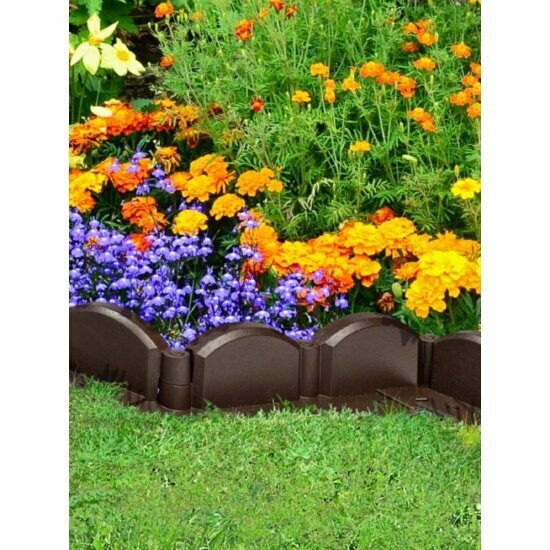 Бордюр садовый Мастерсад "Волна", коричневый