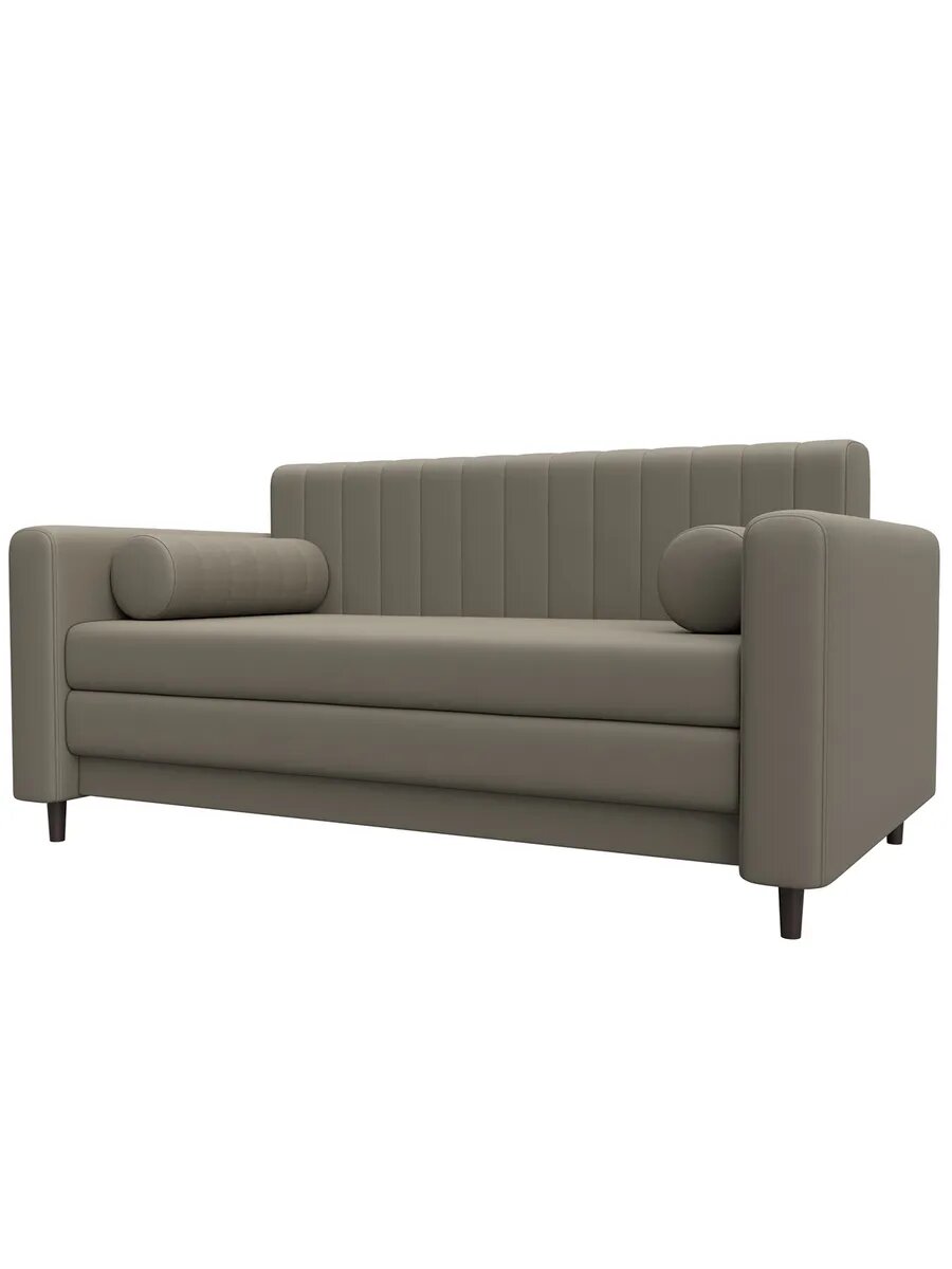 Диван прямой Браун со спальным местом 137х199 см, на ножках, две декоративные подушки, экокожа