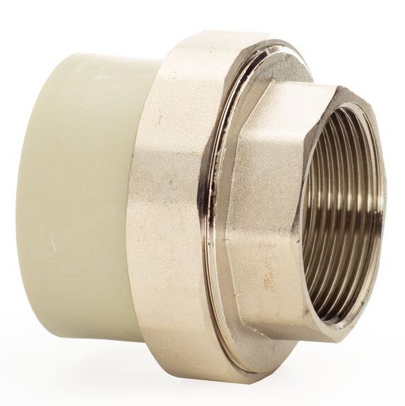 Муфта комбинированная Lammin / Ламмин разъемная с внутренней резьбой, полипропиленовая, серая, диаметр подключения 50мм, резьба 1.1/2дюйма / фитинги