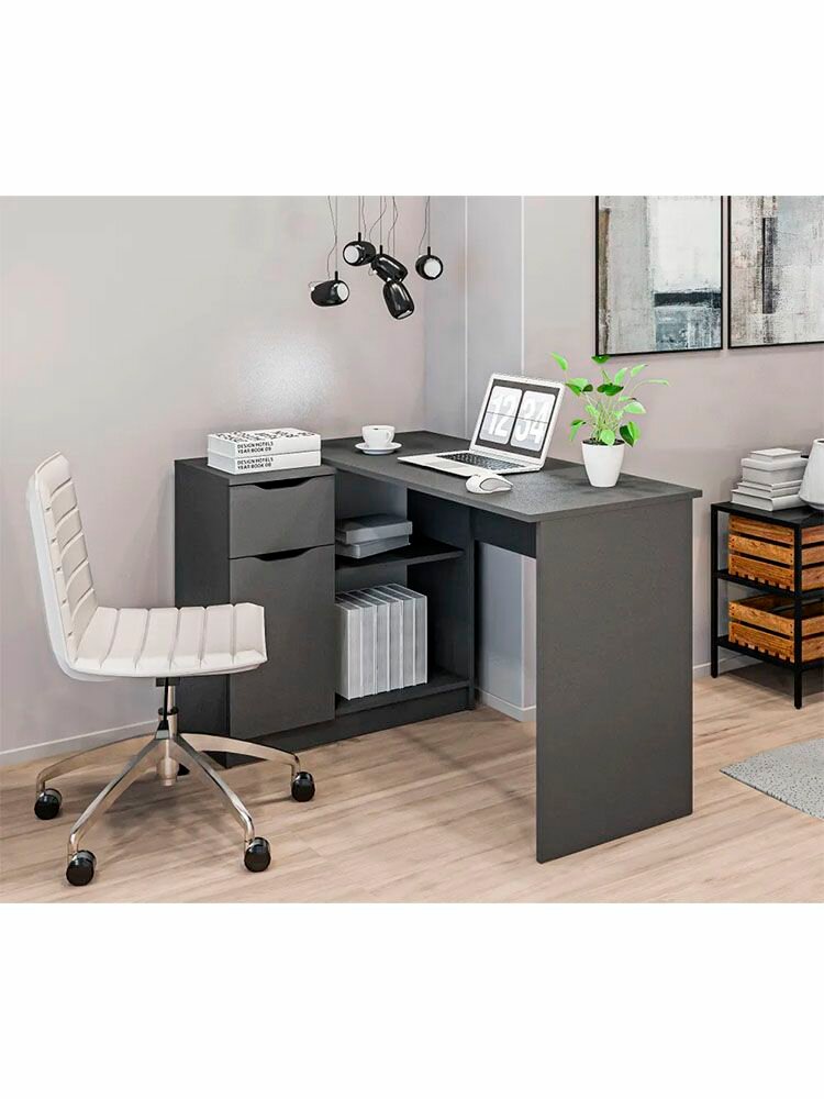 Стол компьютерный столплит Бруклин СБ-3350 угловой, с тумбой, с выдвижным ящиком, кдсп, диамант серый, 75х119х80 см.