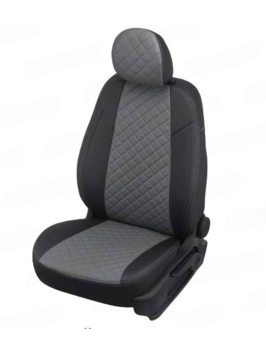 Автомобильные чехлы "Автопилот" на сиденья на KIA SELTOS (с 2020 г.), экокожа, черно-серый, ромб