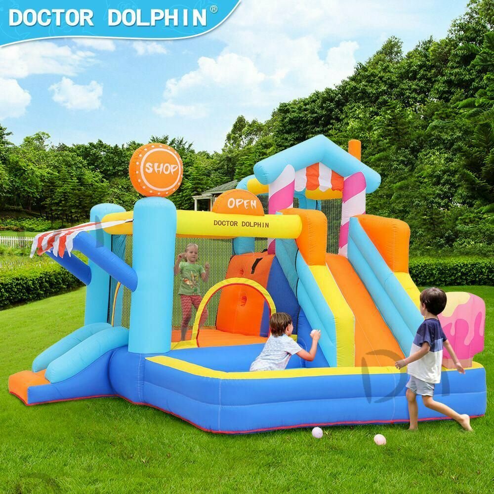 Детский аквапарк, надувной игровой центр, батут с горкой, со скалодромом, 343*320*235 см1