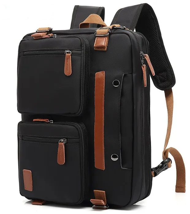 Рюкзак для ноутбука 15.6", черный нейлон, трансформер, плечевой ремень