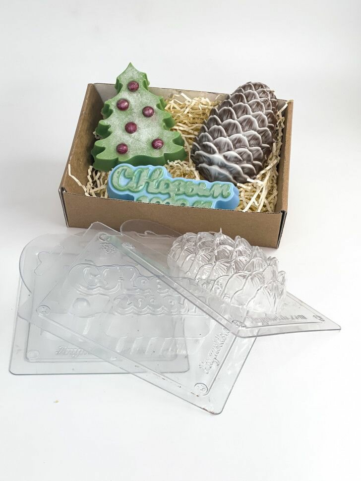 Набор пластиковых форм для мыла и шоколада Новогодний лес
