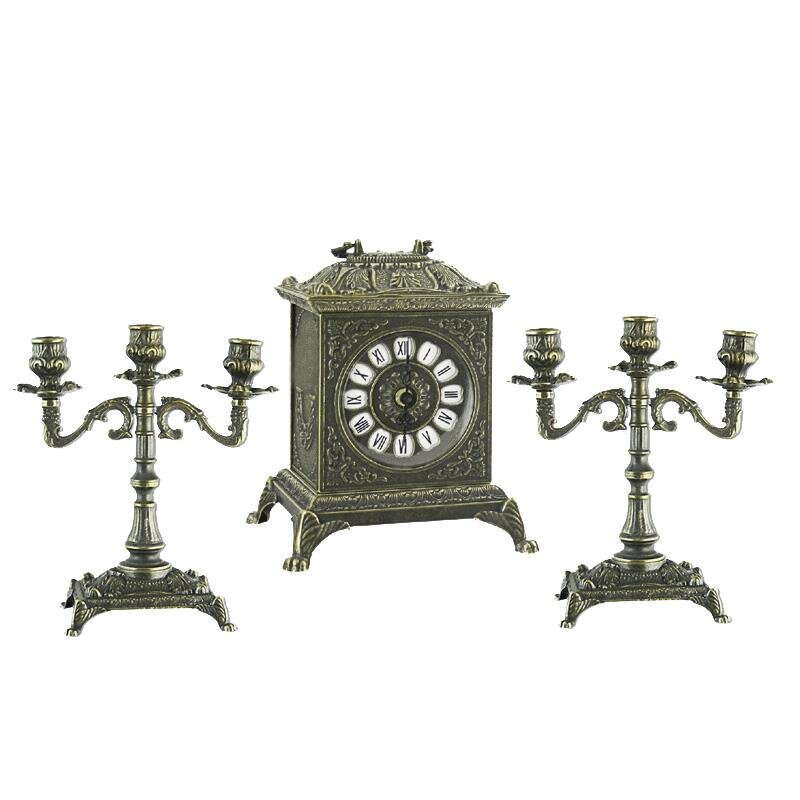 Часы каминные с канделябрами Азалия