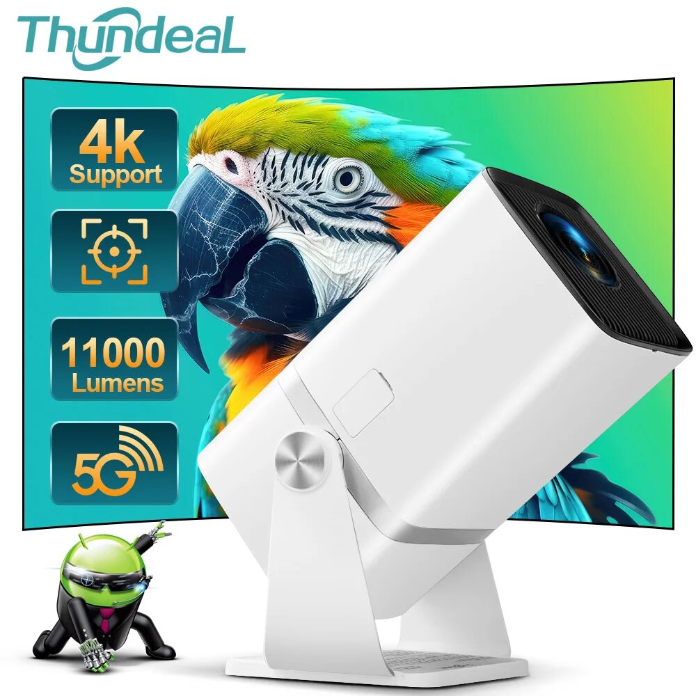 ThundeaL Full HD 1080P TD80W Мини-портативный проектор Android 4K 5G WiFi TD80 проектор 3D умный домашний кинотеатр видеопроектор для встреч, Android Version, вилка ЕС