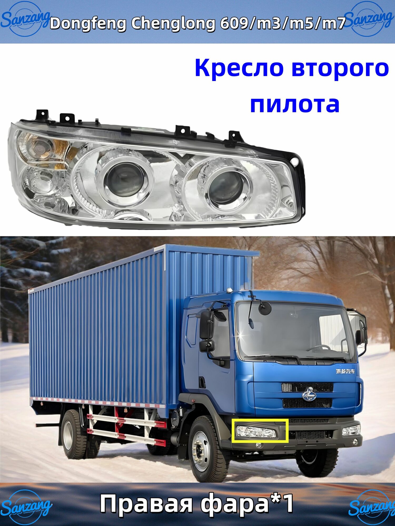 Автомобильные фары sanzang, для Dongfeng Chenglong, LED, 24 В, правая, передняя