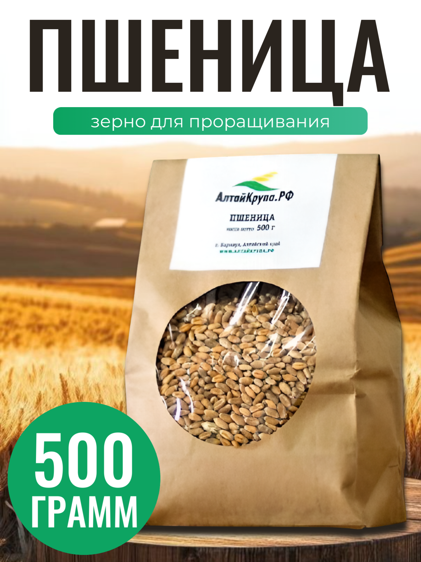 Зерно пшеницы для проращивания от бренда "Алтайкрупа", 500 гр
