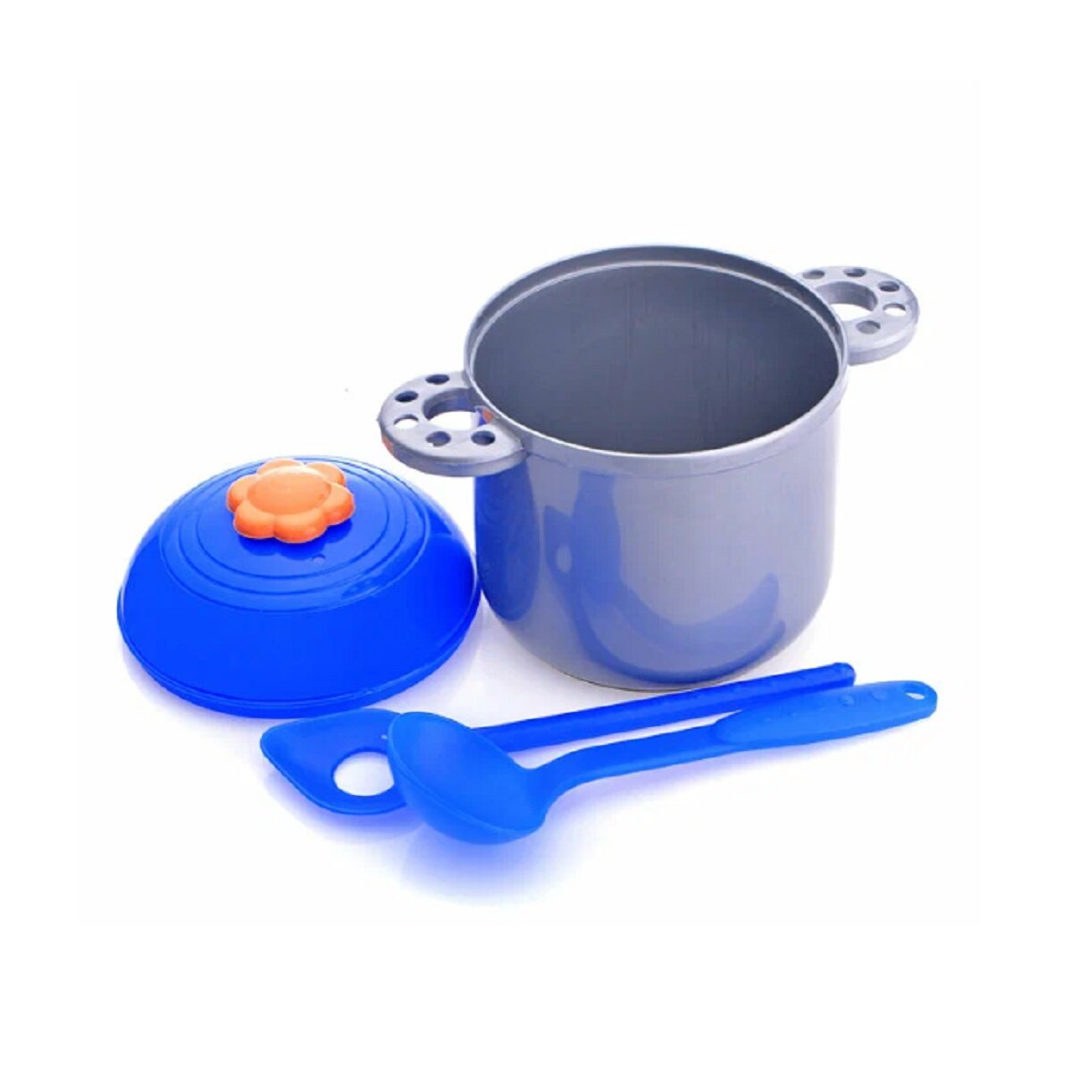 Набор детской посуды ЛЕНА, 4 предмета, пластик, синий, для детей от 3 лет